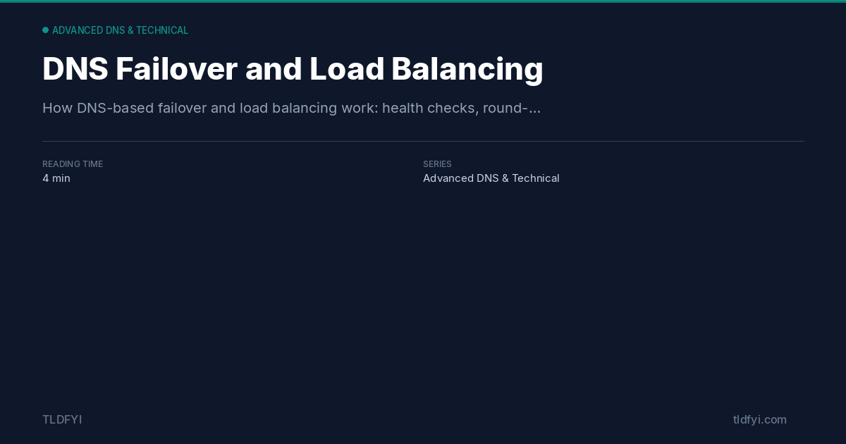 DNS Failover and Load Balancing — Guide Guide — TLDFYI — TLDFYI
